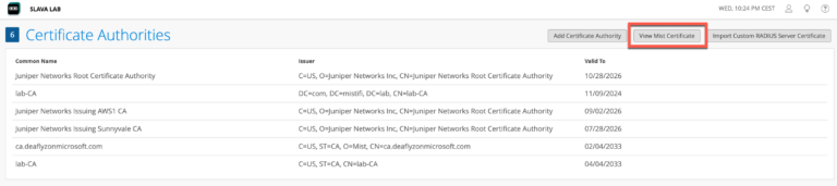Mist Access Assurance - Server Certificate - Mist