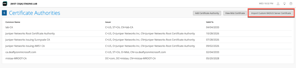 Mist Access Assurance - Server Certificate - Mist