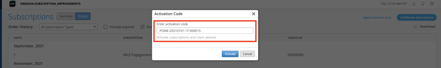 Subscriptions and Activations - Mist