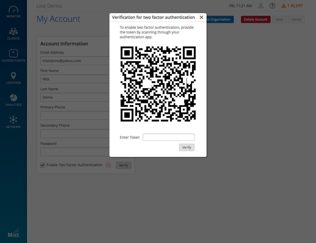 Two Factor Authentication (with Mobile Authenticator) - Mist