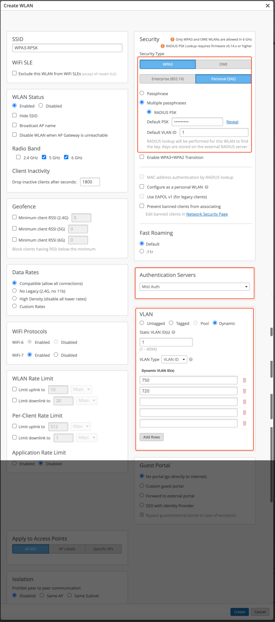 Access Assurance - WPA3 RADIUS PSK - Mist