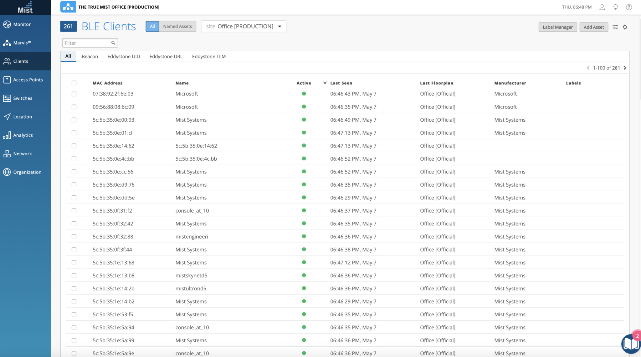 BLE Clients Portal - Mist