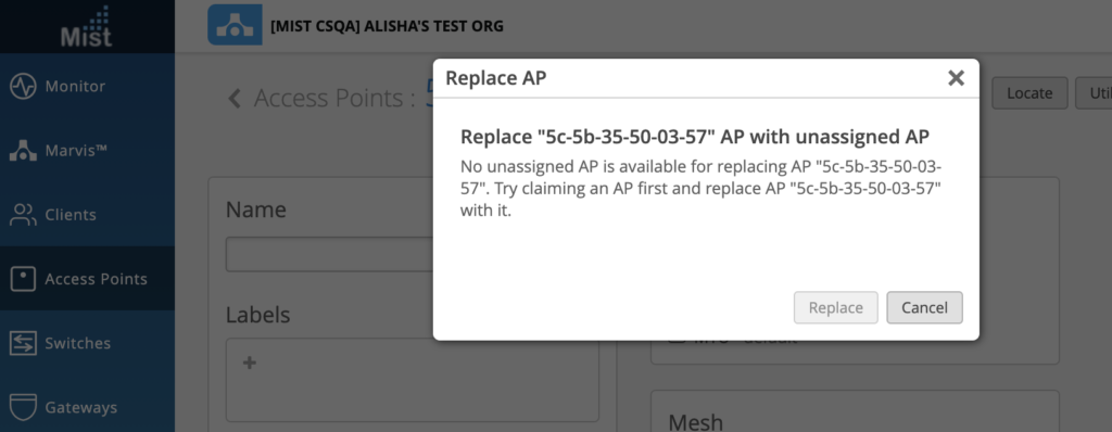 Replace AP - Mist
