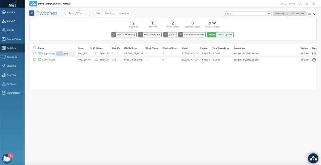 Switch Upgrade - Mist