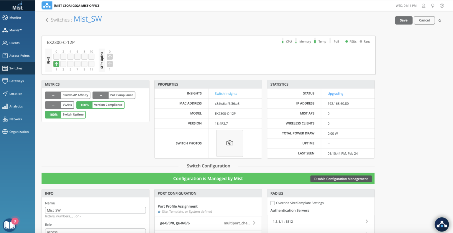 Switch Upgrade - Mist