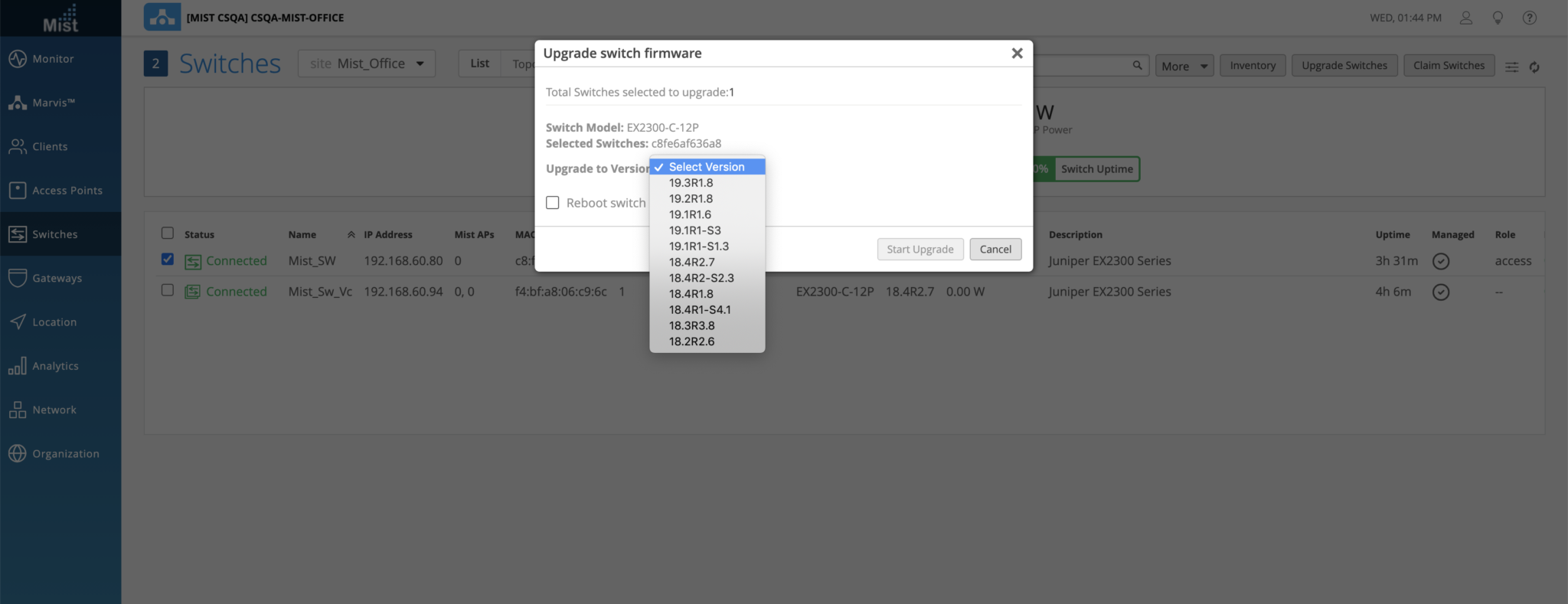 Switch Upgrade - Mist