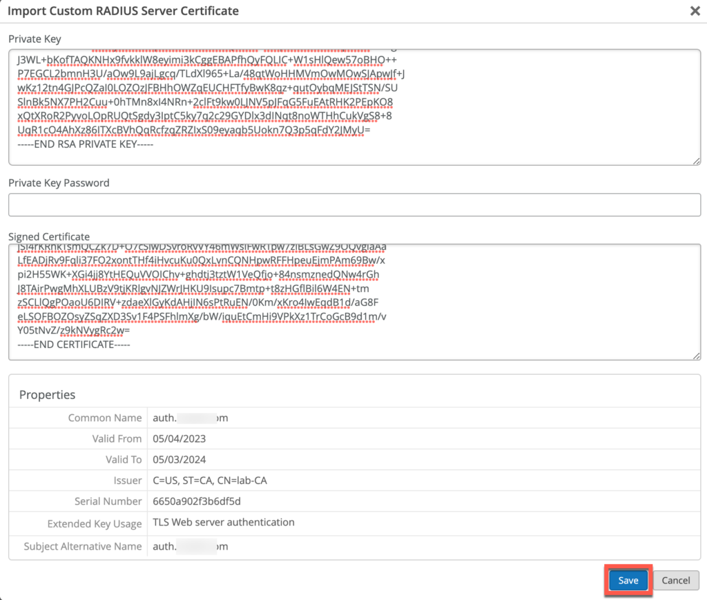 Mist Access Assurance - Server Certificate - Mist
