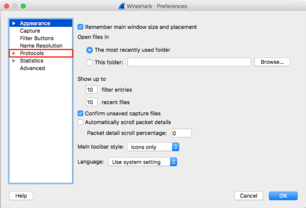 Setting up Wireshark for packet captures - Mist