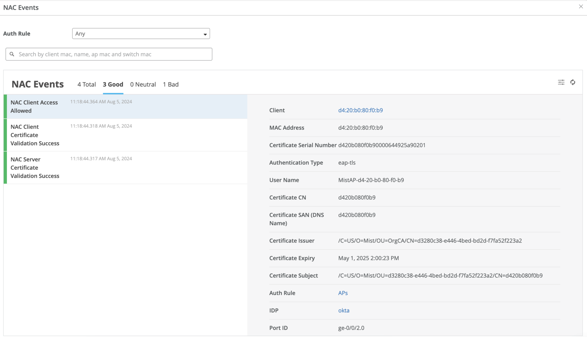 AP 802.1X Supplicant - Mist