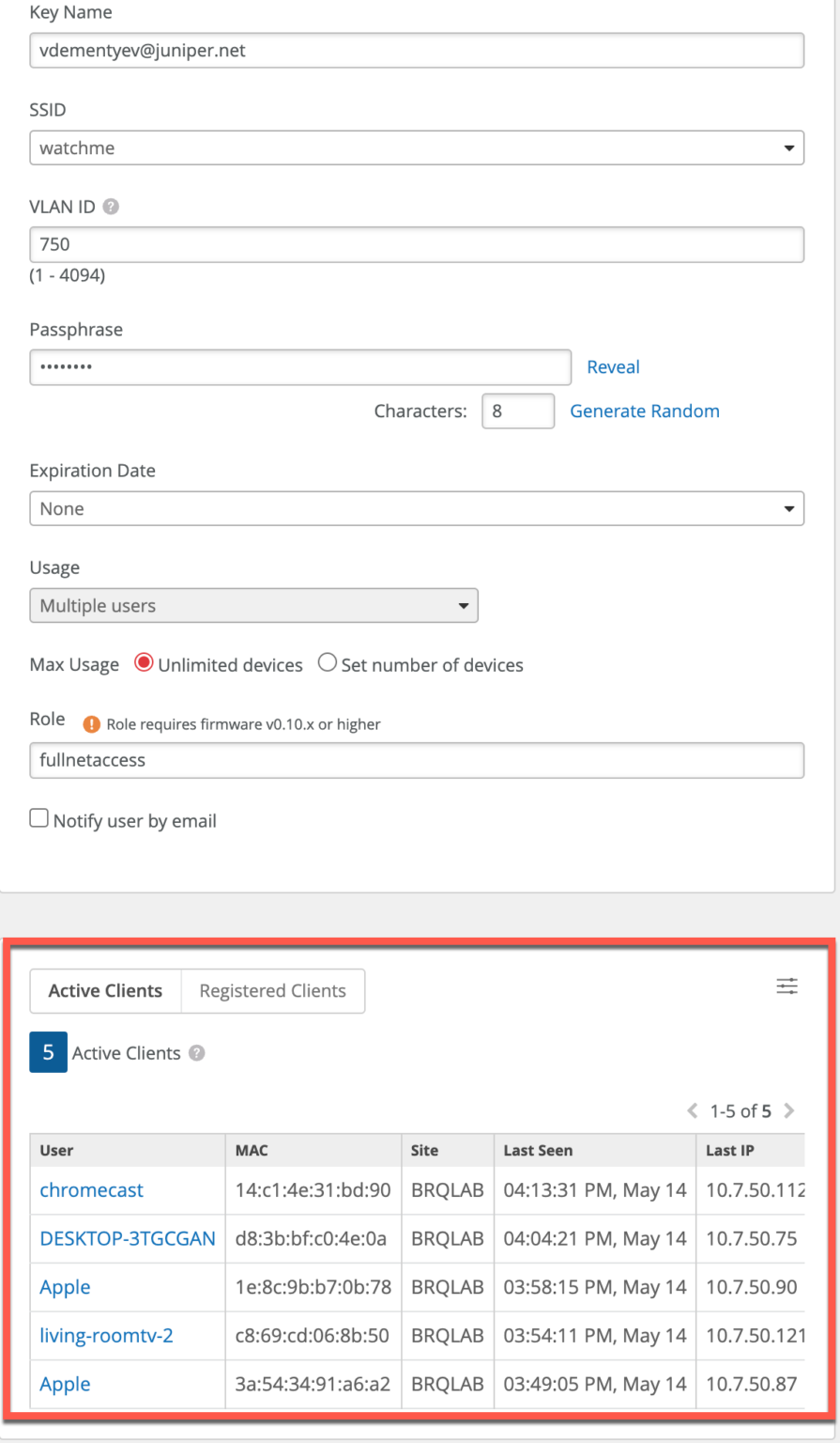 Multi PSK - Mist IoT Assurance - Mist