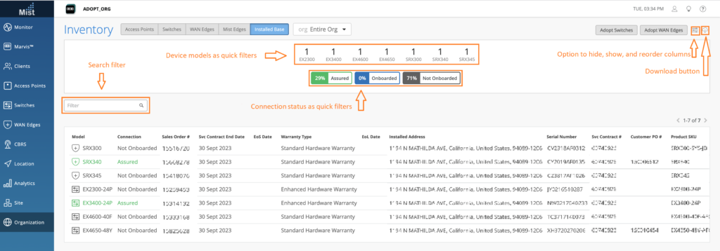 Access Your Installed Base Information - Mist