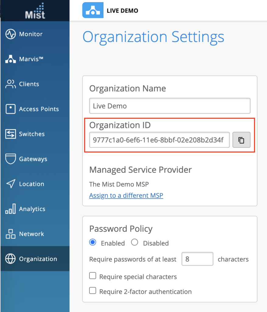 How do I find my Org and Site ID? - Mist