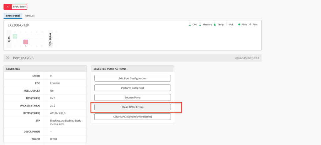 STP Edge Port / BPDU Guard - Mist