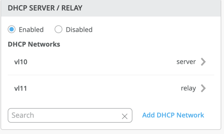 DHCP Server/Relay Configuration for Managed Switch. - Mist