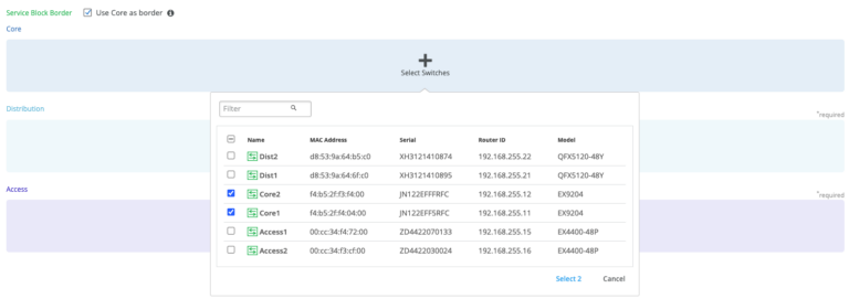 Campus Fabric IP Clos Workflow - Mist