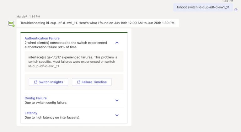 Marvis App in Teams - Mist