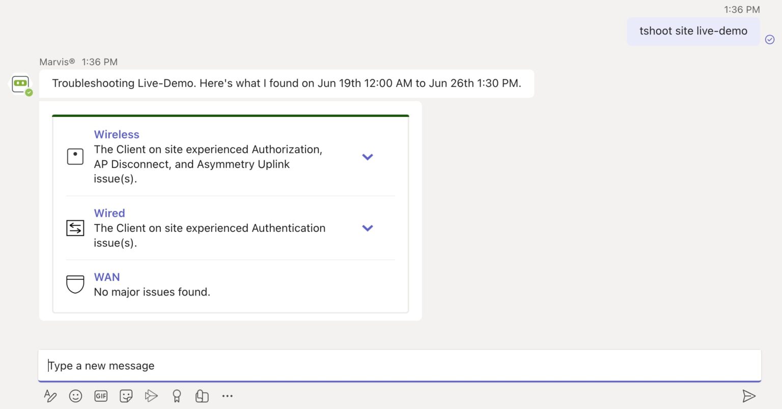 Marvis App in Teams - Mist