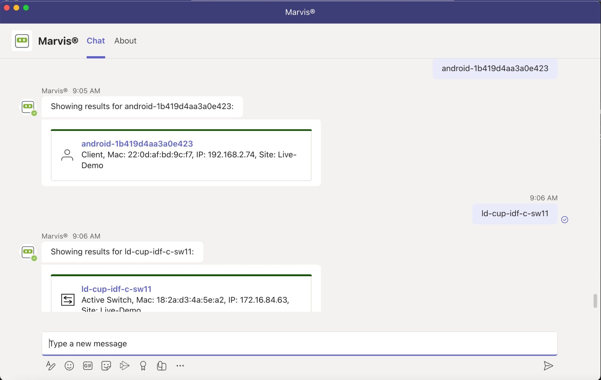 Marvis App in Teams - Mist