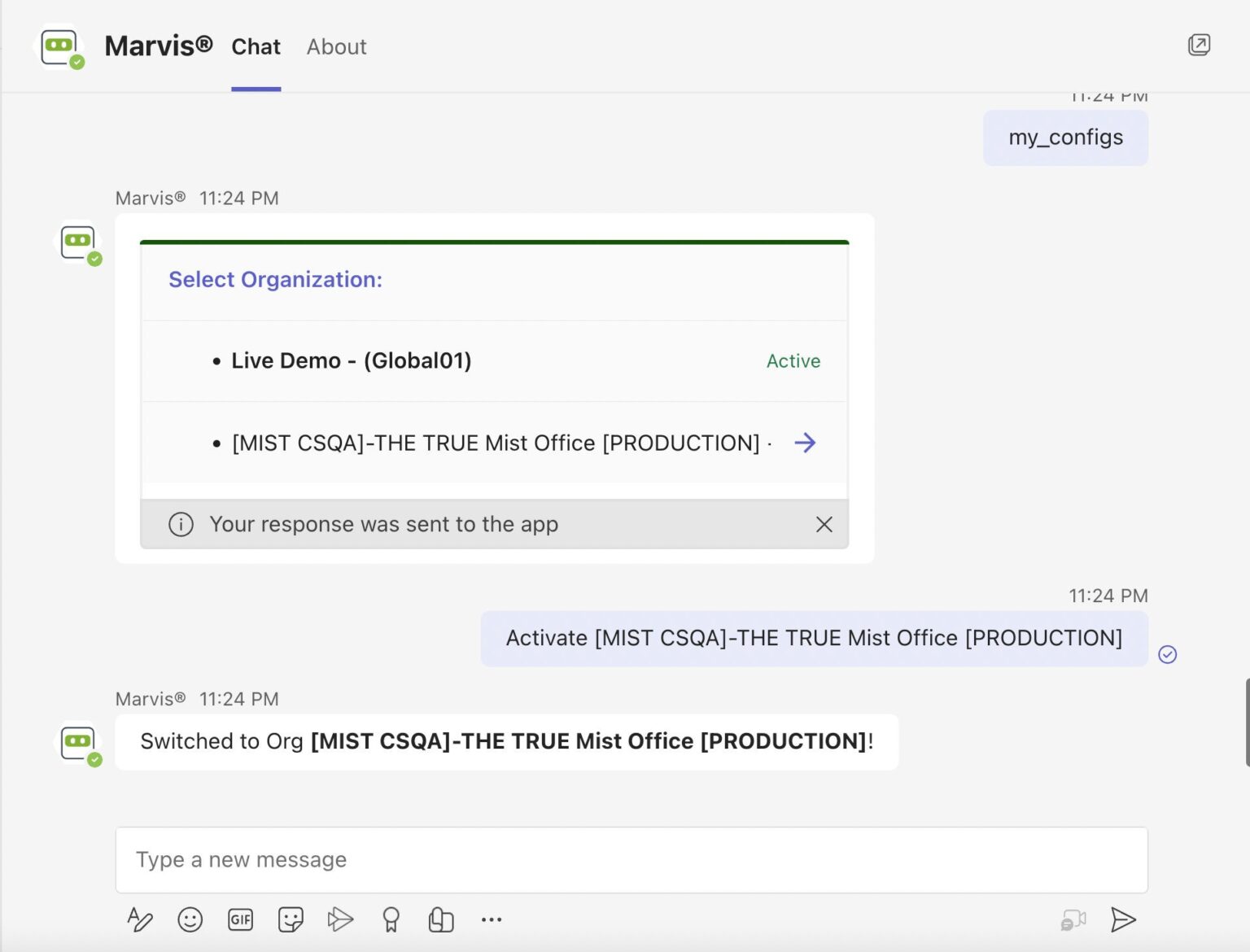 Marvis App in Teams - Mist