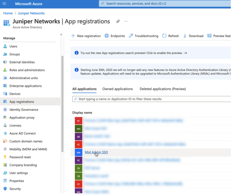 Azure Admin SSO Integration - Mist