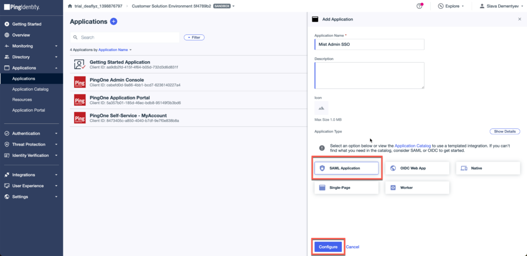 PingId Admin SSO - Mist