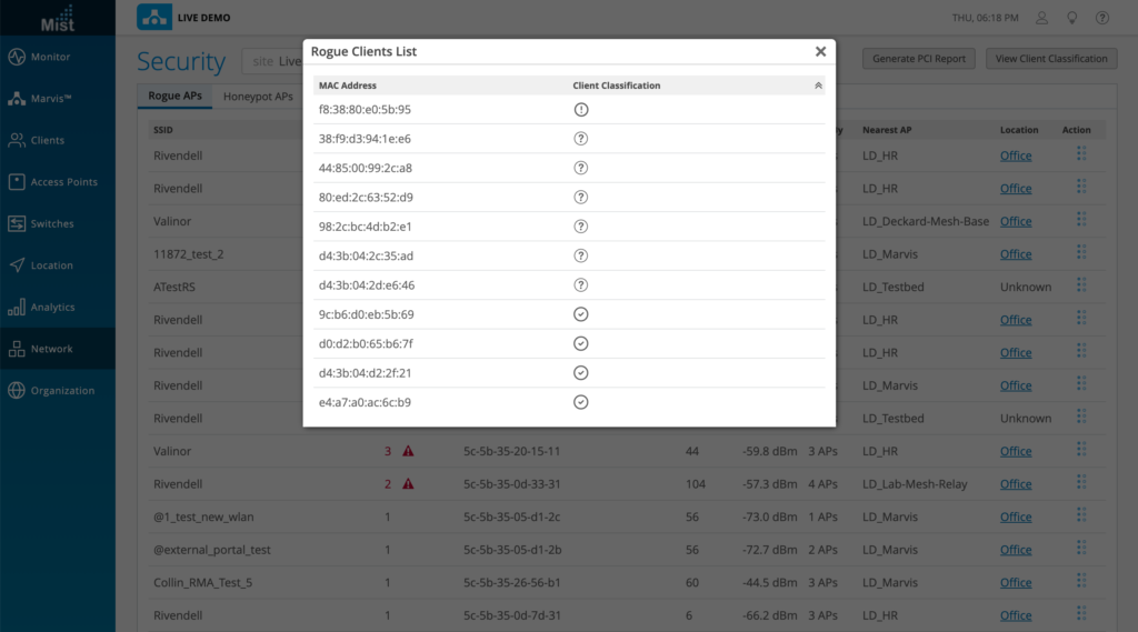 Rogue Clients Detection - Mist
