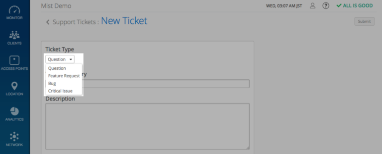 How to open a support ticket - Mist